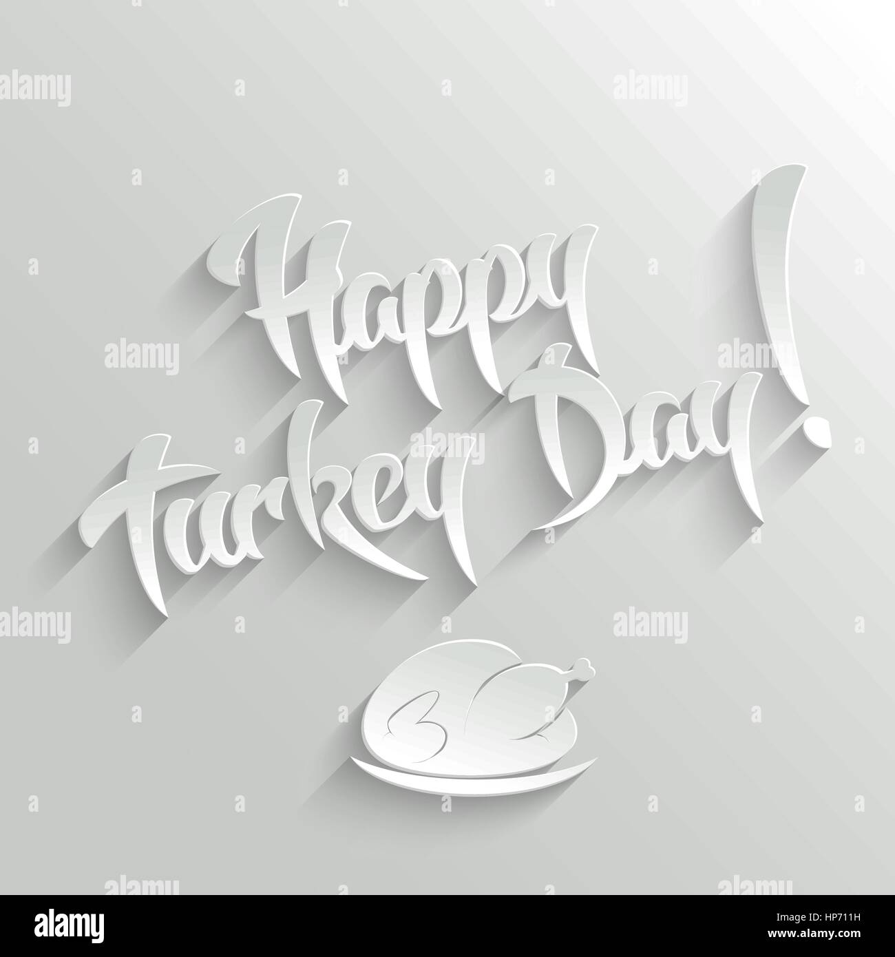 Happy Turkey Day Hand lettering Greeting Card. Typographical Vector ...