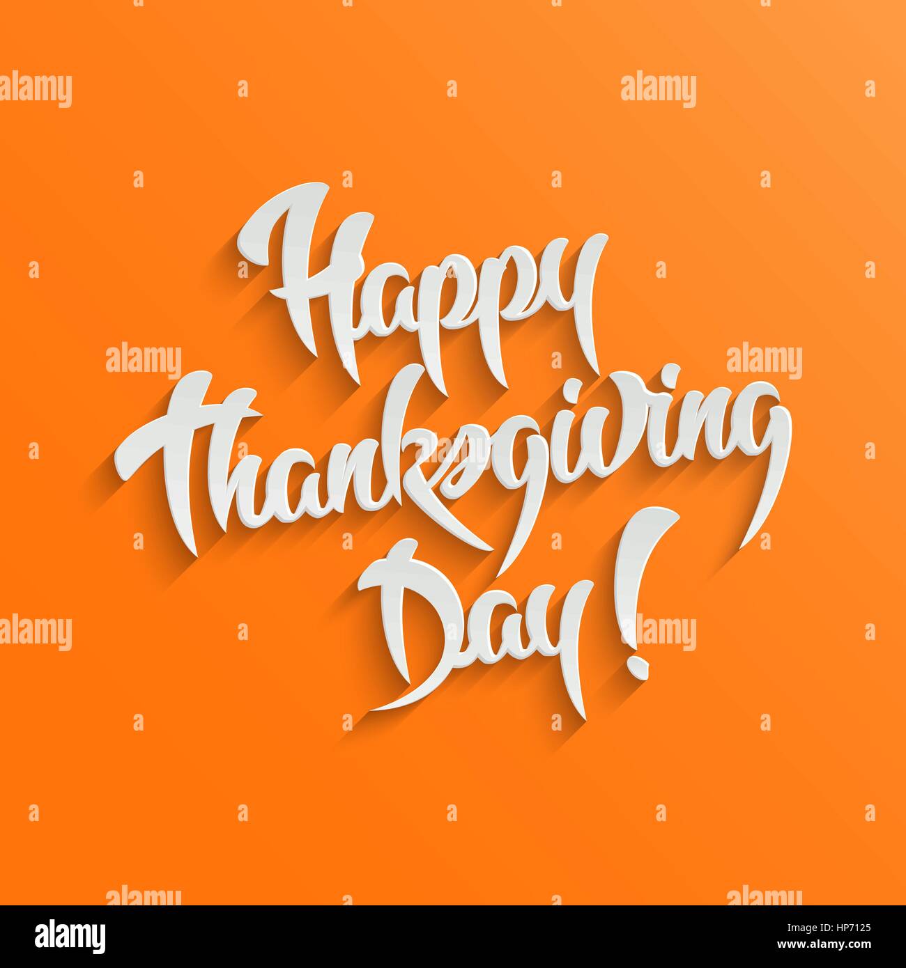 Happy Thanksgiving Day 3d Calligraphic Text with Shadow, Vector ...