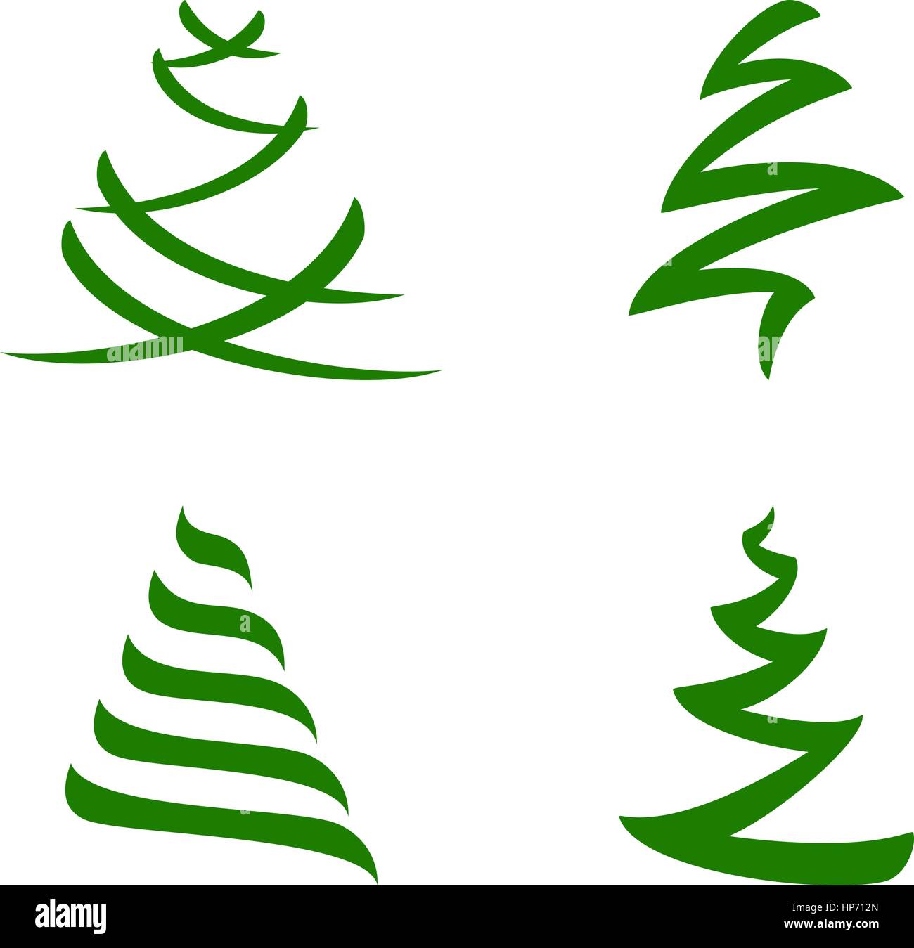 Stylized Christmas Tree - Vector Set of Creative Isolated Design ...