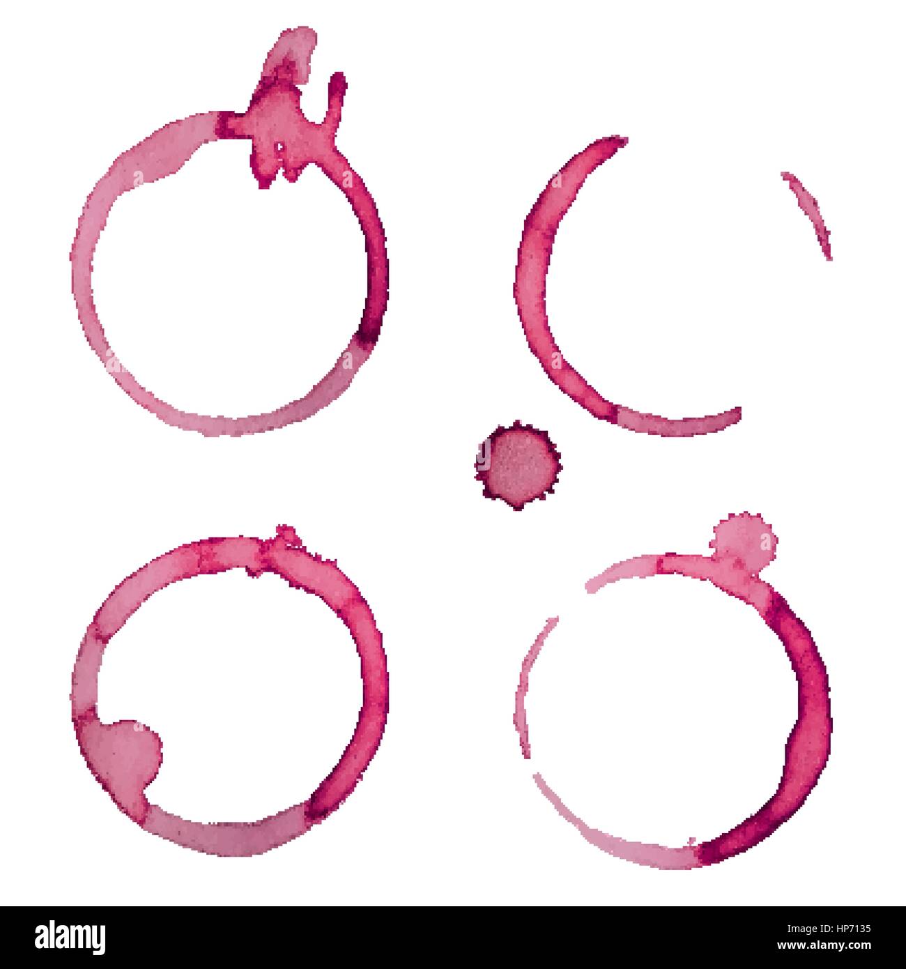 Vector Wine Stain Rings Set 2 Isolated On White Background for Grunge ...
