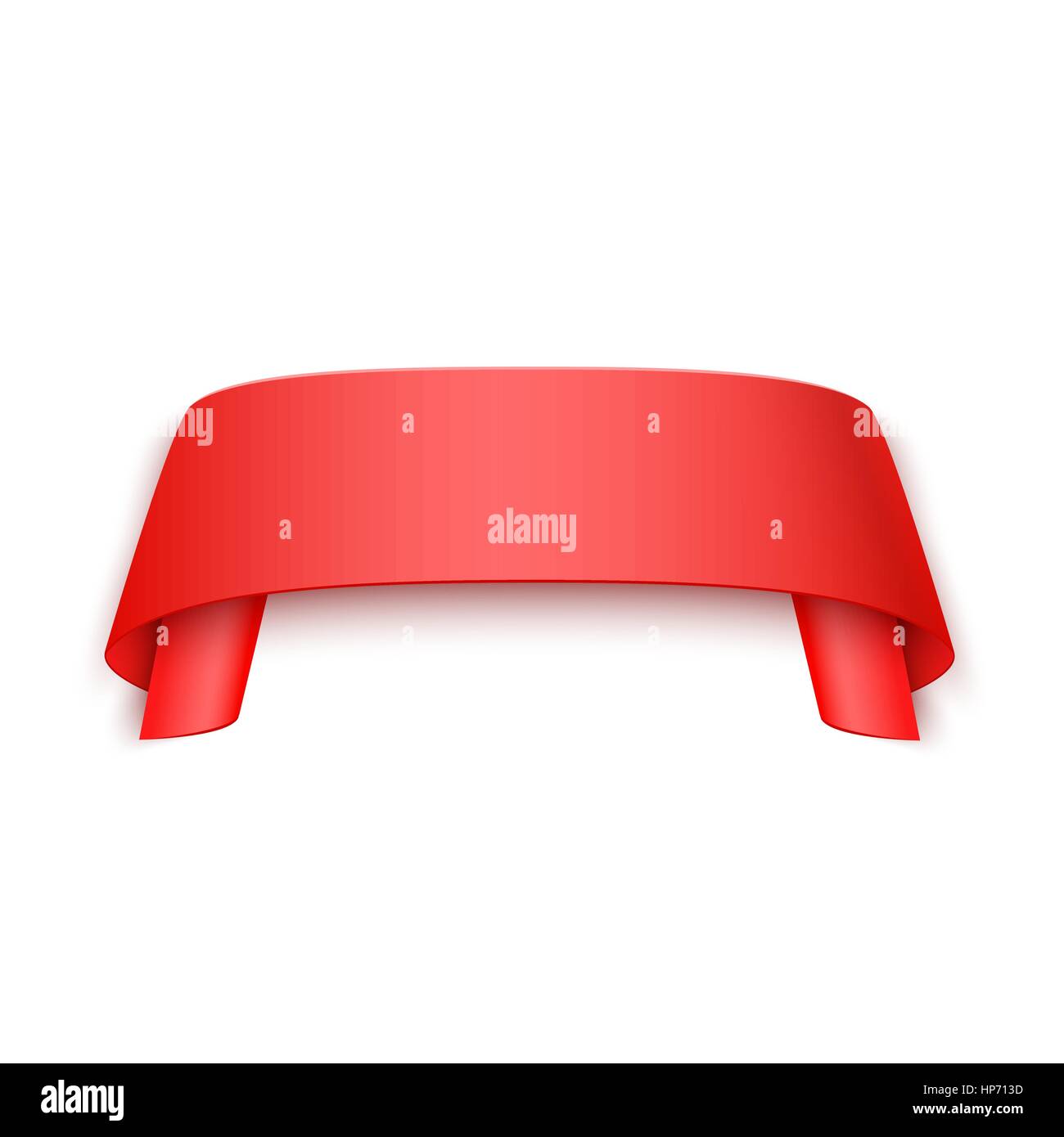 Vector 3d Red Curved Paper Banner Isolated on White Background. Easy ...