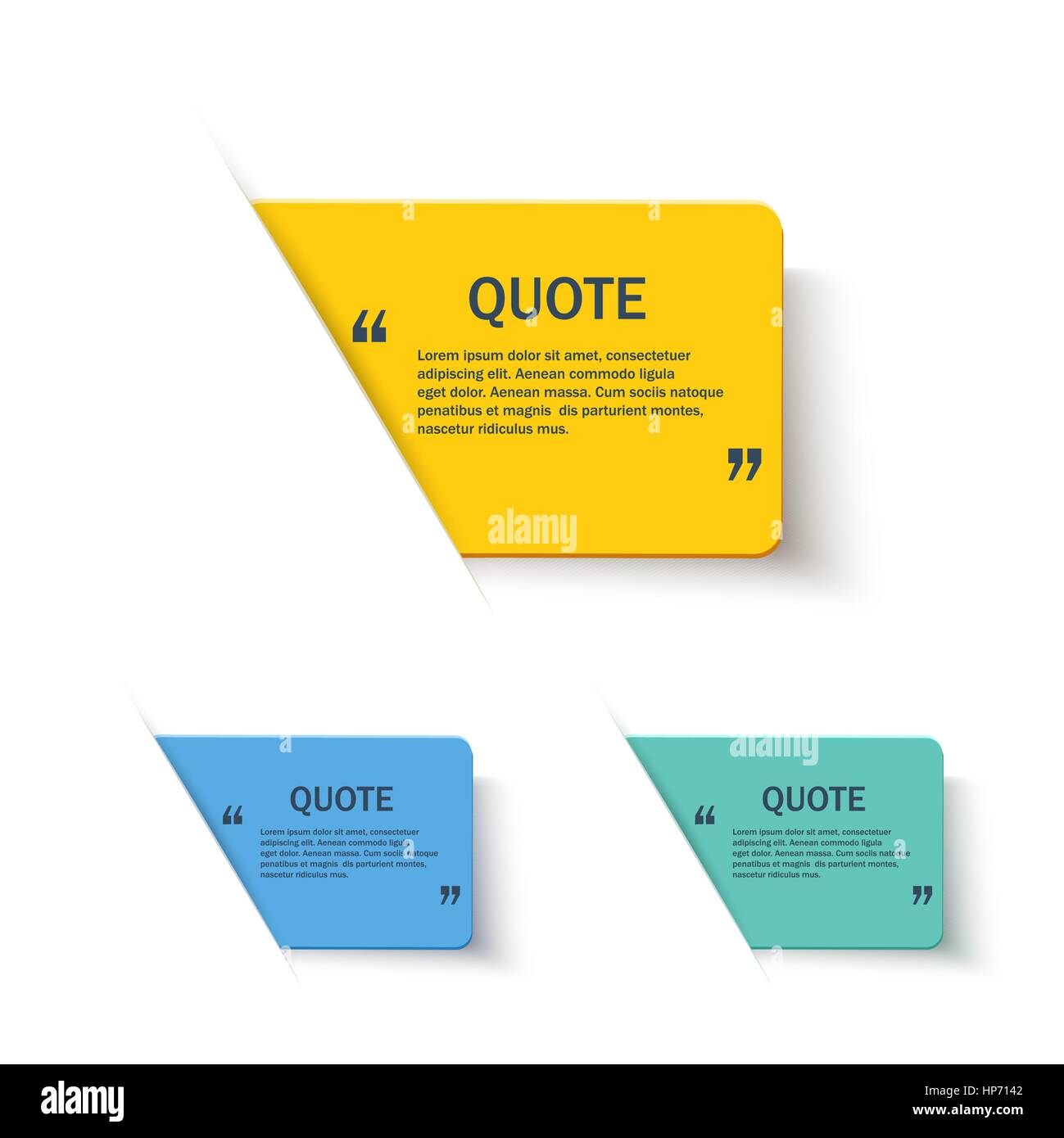 Quote forms color set on paper banner with shadow, vector design ...
