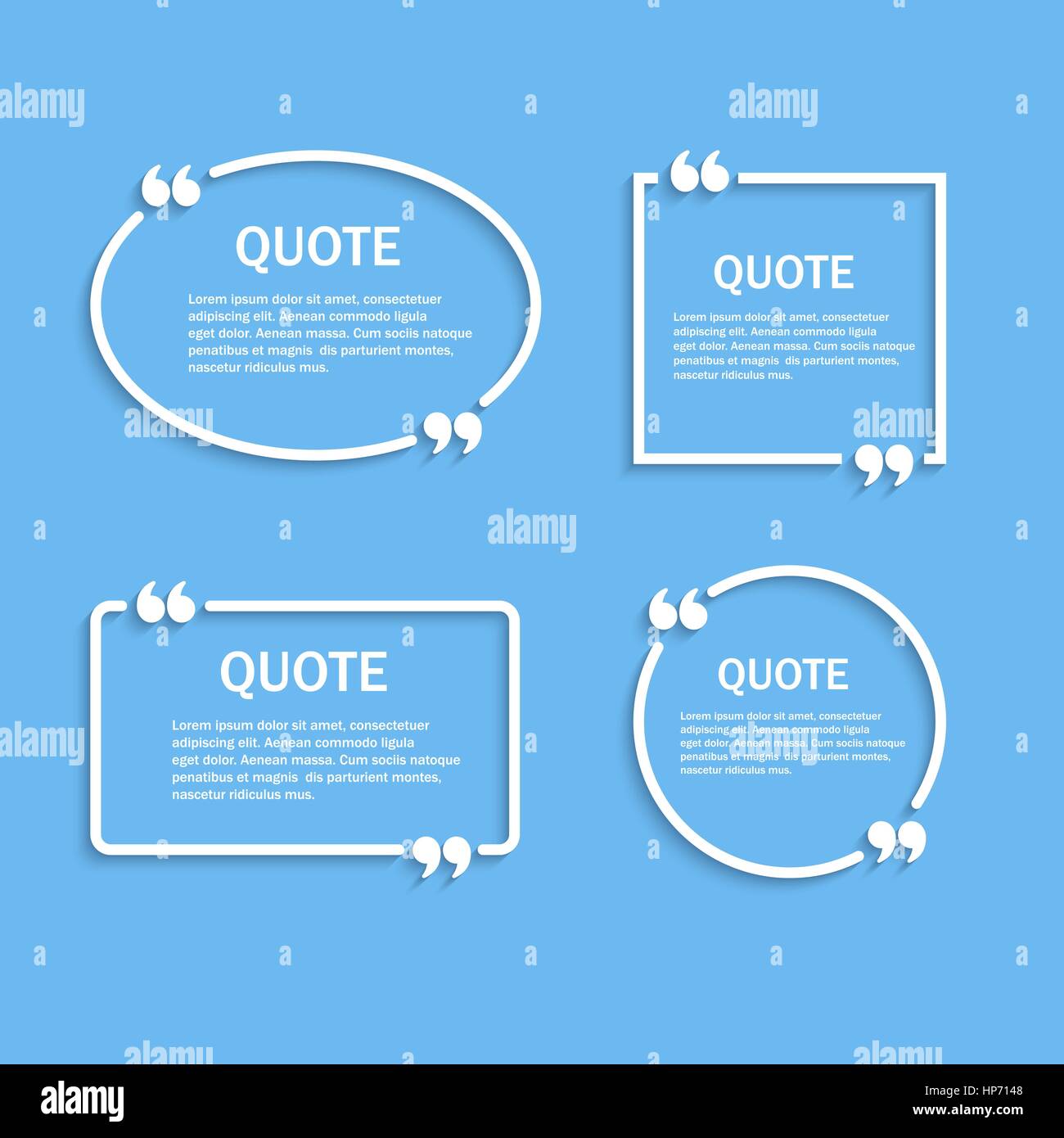 Quote outline frames with commas set , vector template Stock Vector ...