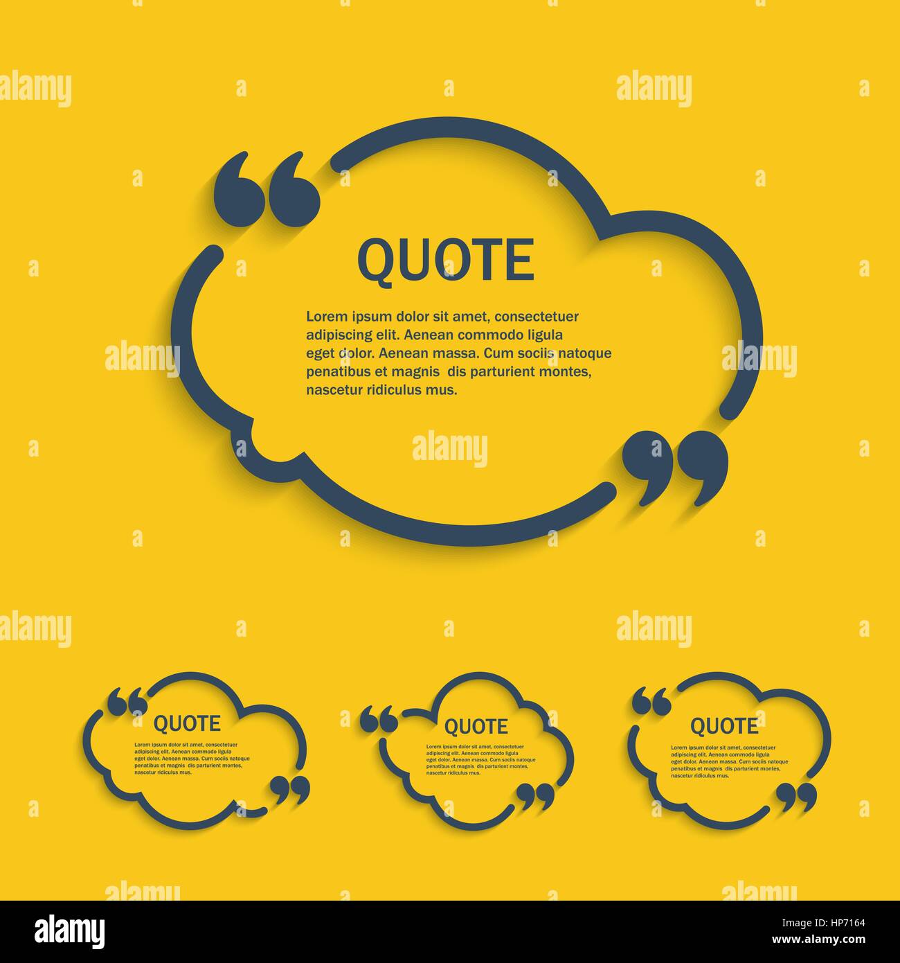 Quote line clouds with commas set, vector template Stock Vector Image ...