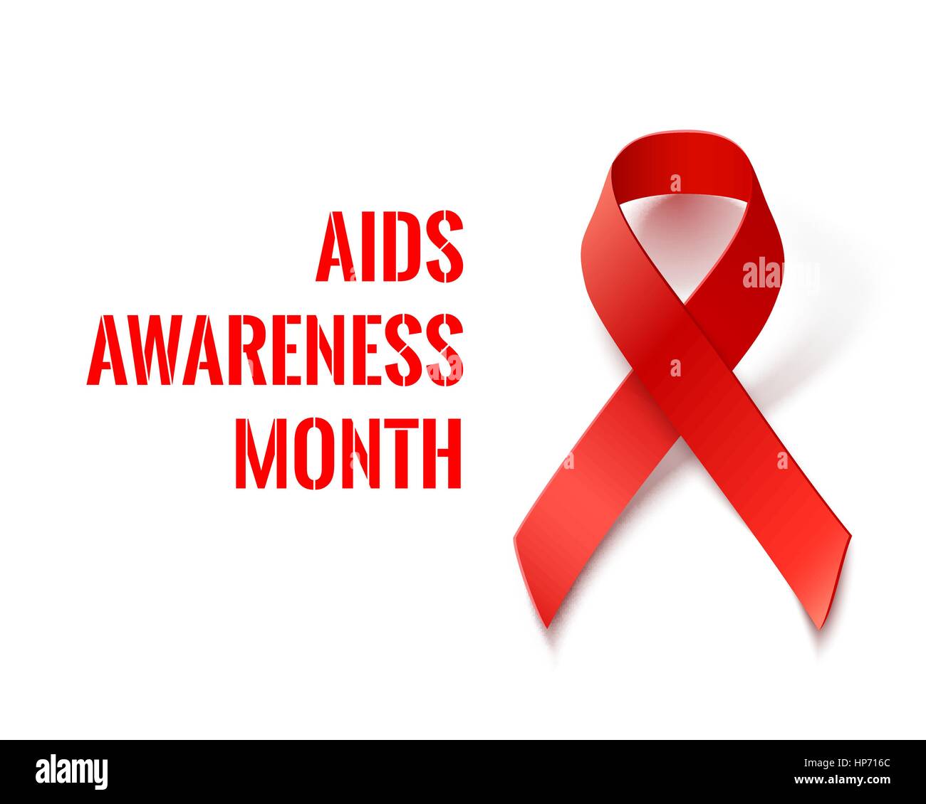 Aids Awareness Month Vector Banner With Red Ribbon Aids And Hiv