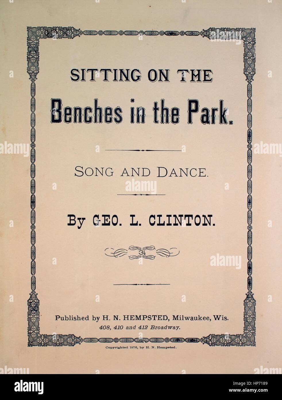 Sheet music cover image of the song 'Sitting on the Benches in the Park ...