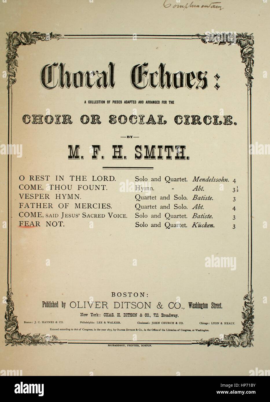 Sheet music cover image of the song 'Choral Echoes A Collection of ...