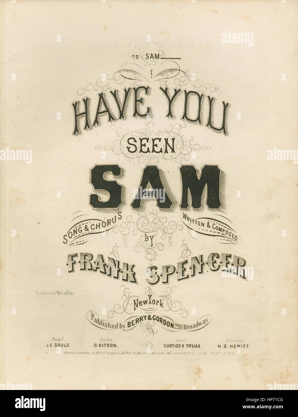 Sheet music cover image of the song 'Have You Seen Sam? Song and Chorus ...