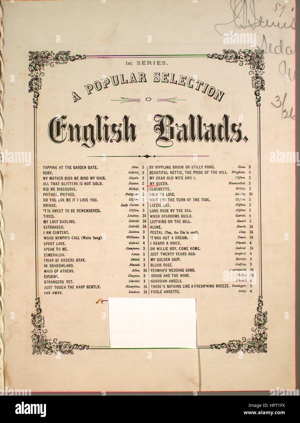 Sheet music cover image of the song 'A Popular Selection of English ...