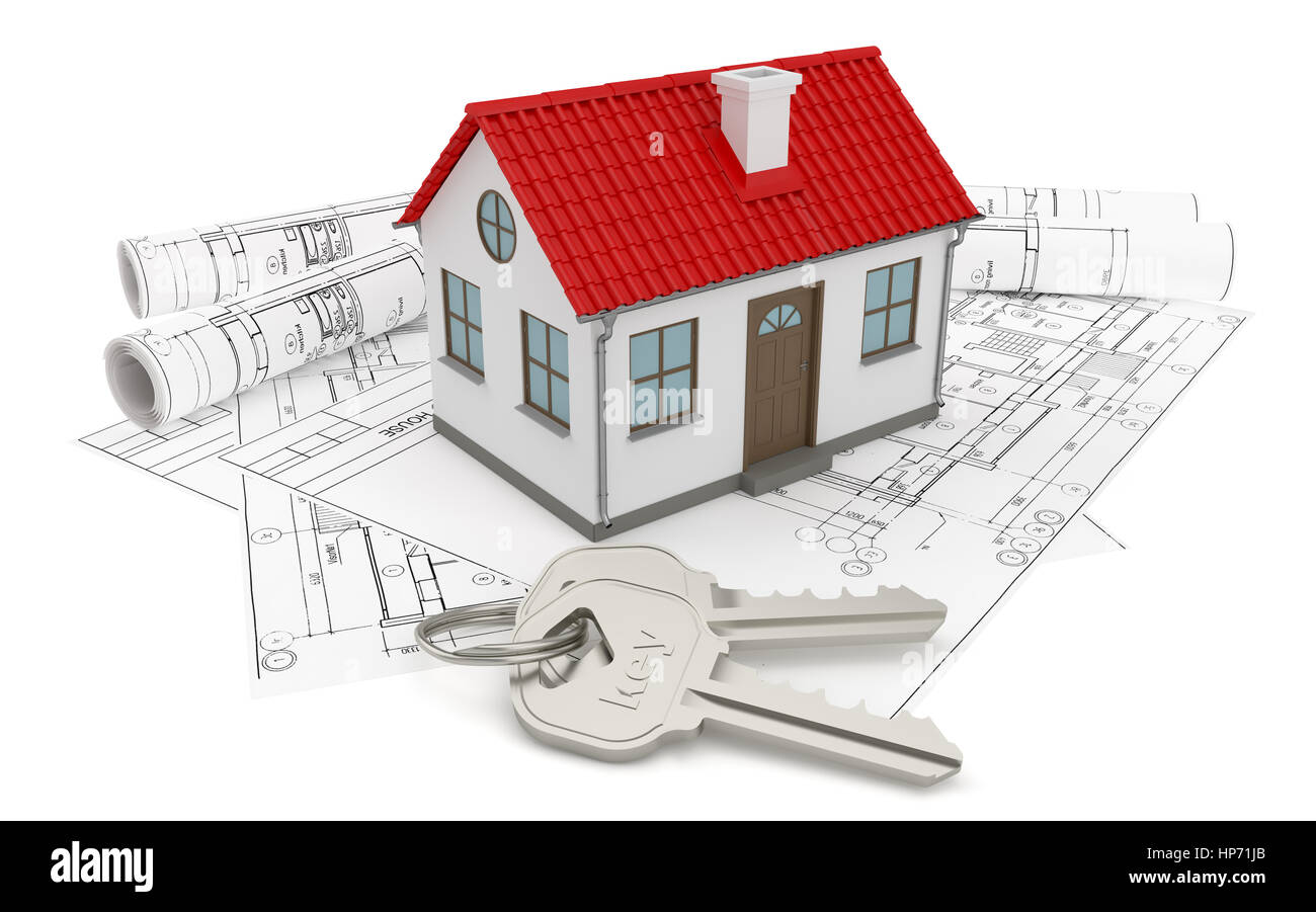 Construction drawings and small home Stock Photo - Alamy