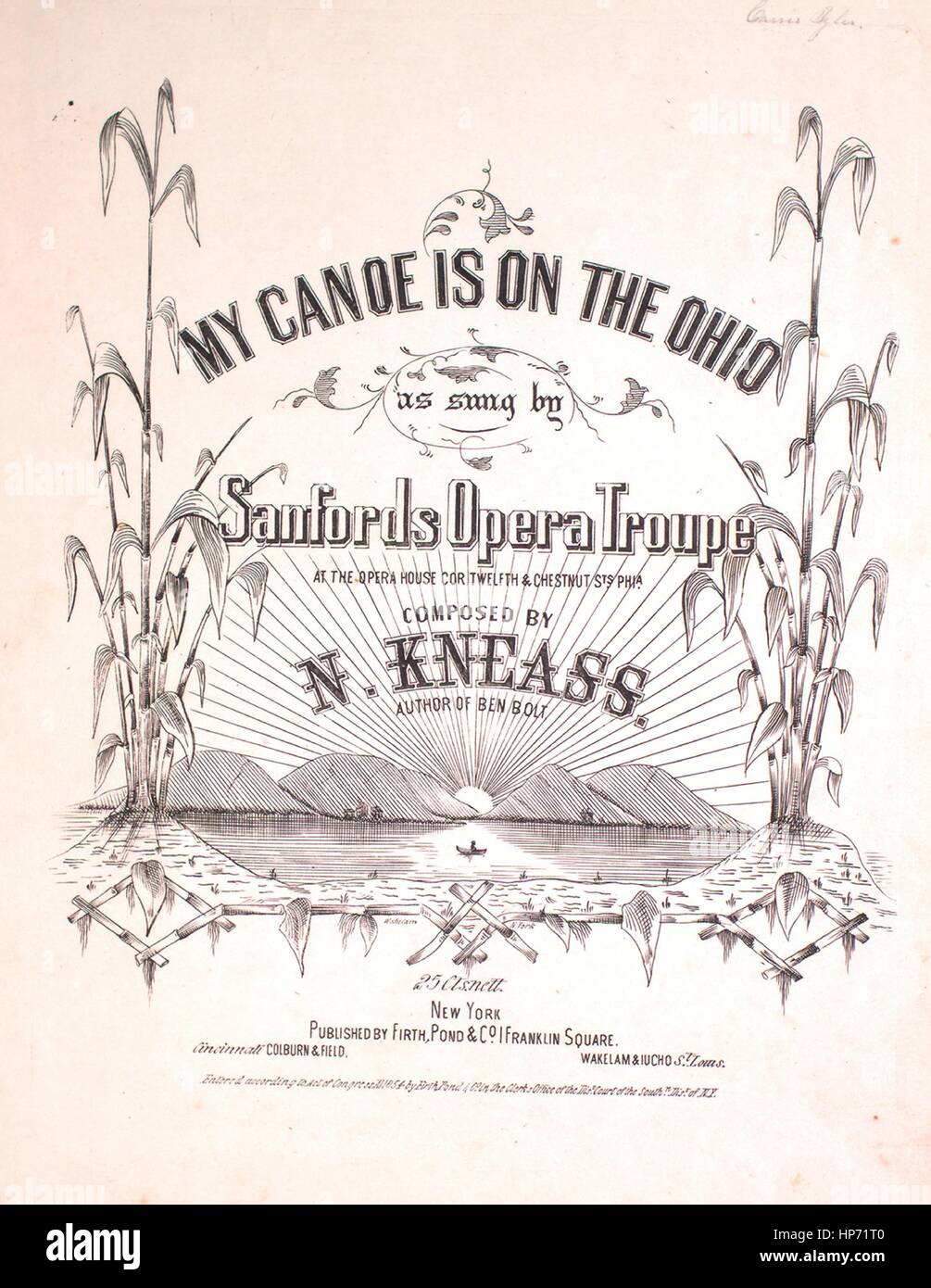 Sheet music cover image of the song 'My Canoe is on the Ohio', with ...