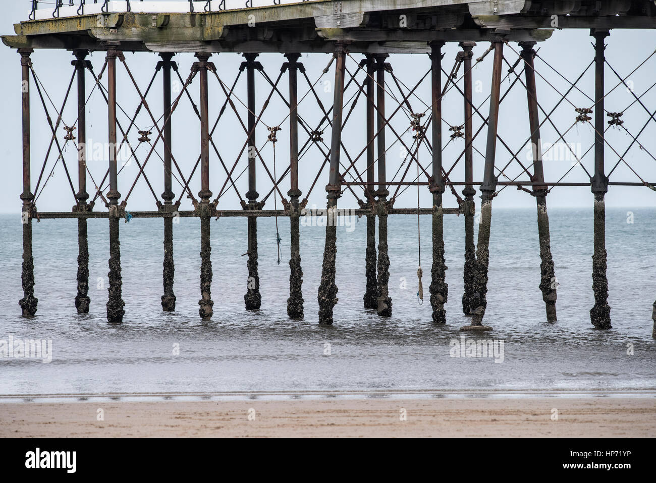 Saltburn by the Sea Victorian Pier legs Stock Photo - Alamy