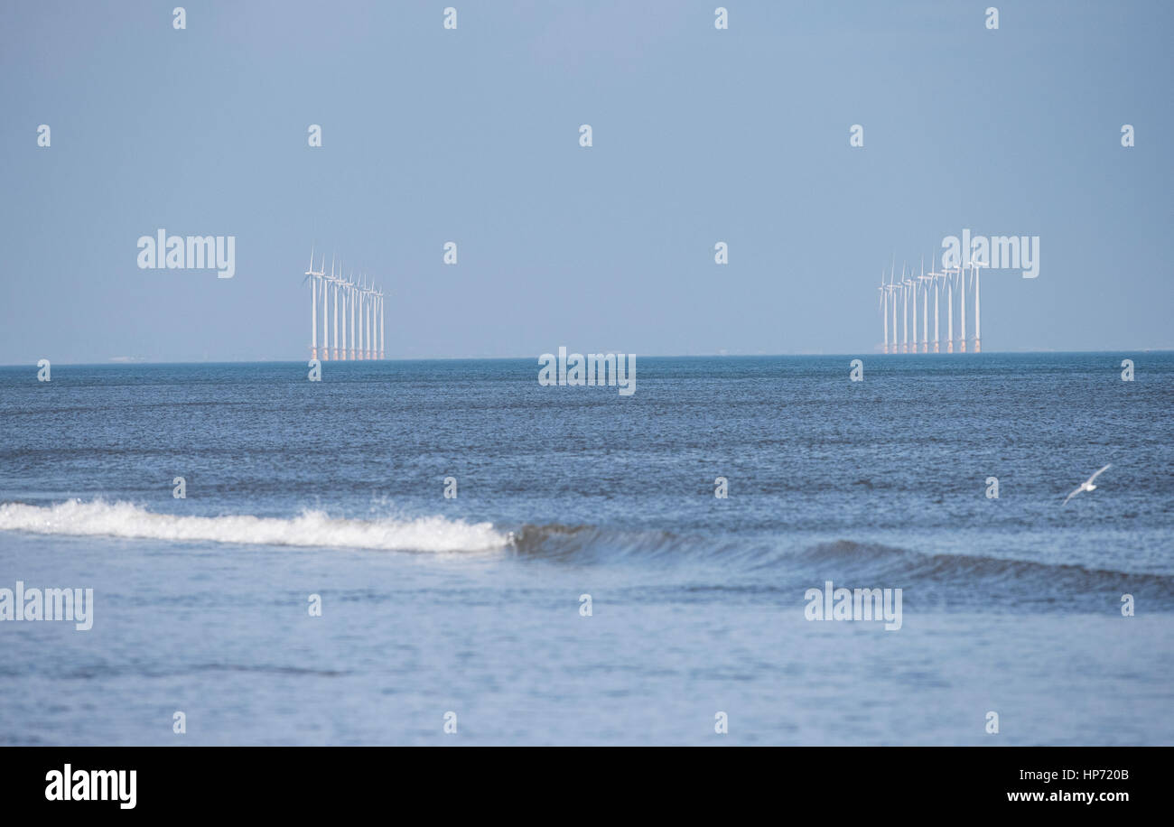Redcar Wind Farm, in the North Sea, off the River Tees, Teesside Stock ...