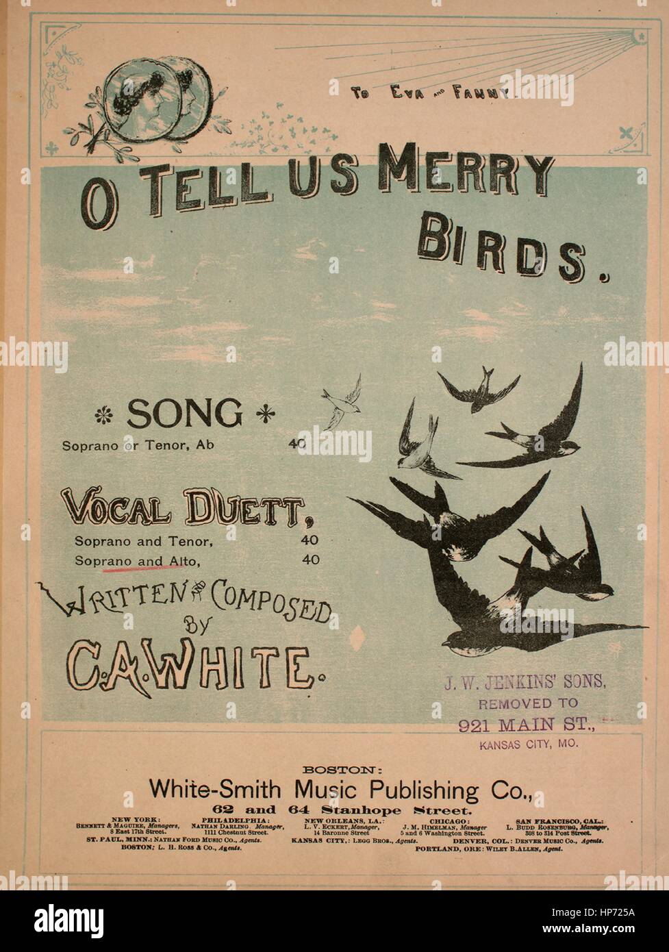 Sheet music cover image of the song 'O Tell Us Merry Birds Song', with ...