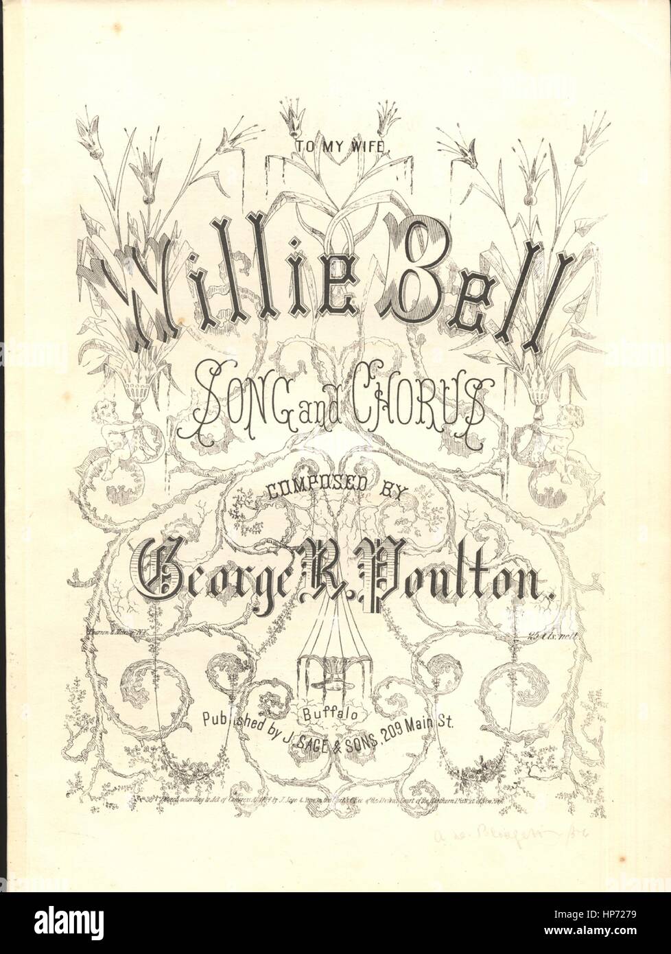 Sheet music cover image of the song 'Willie Bell Song and Chorus', with ...