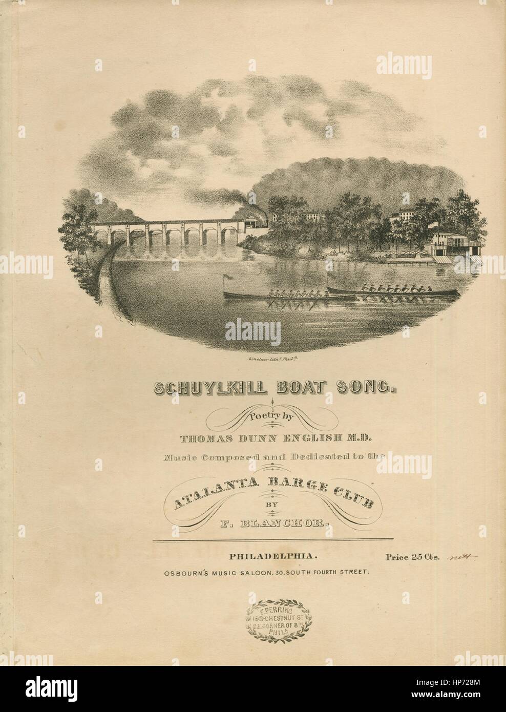 Sheet music cover image of the song 'Schuylkill Boat Song', with ...