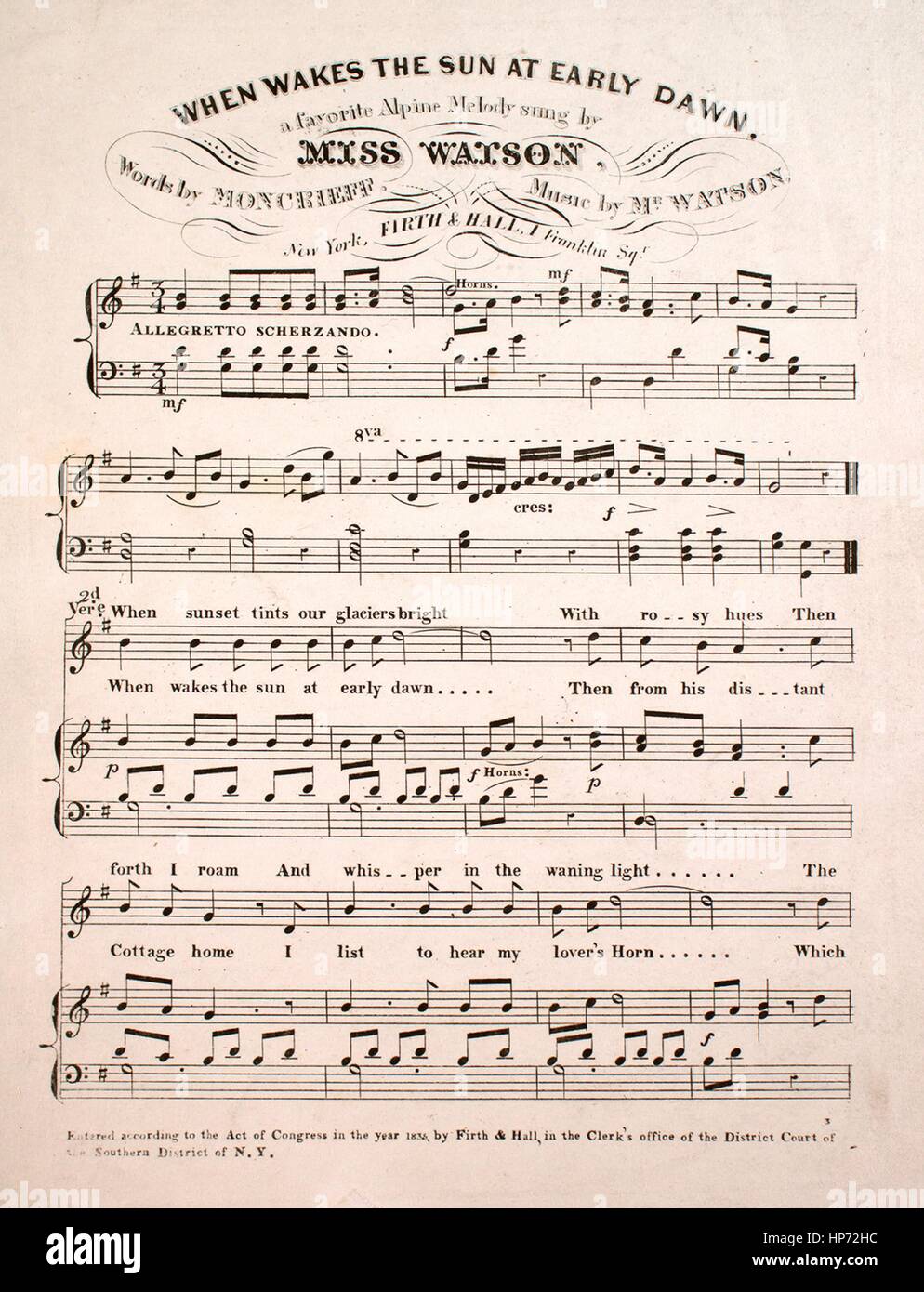 Sheet music cover image of the song 'When Wakes the Sun at Early Dawn A ...