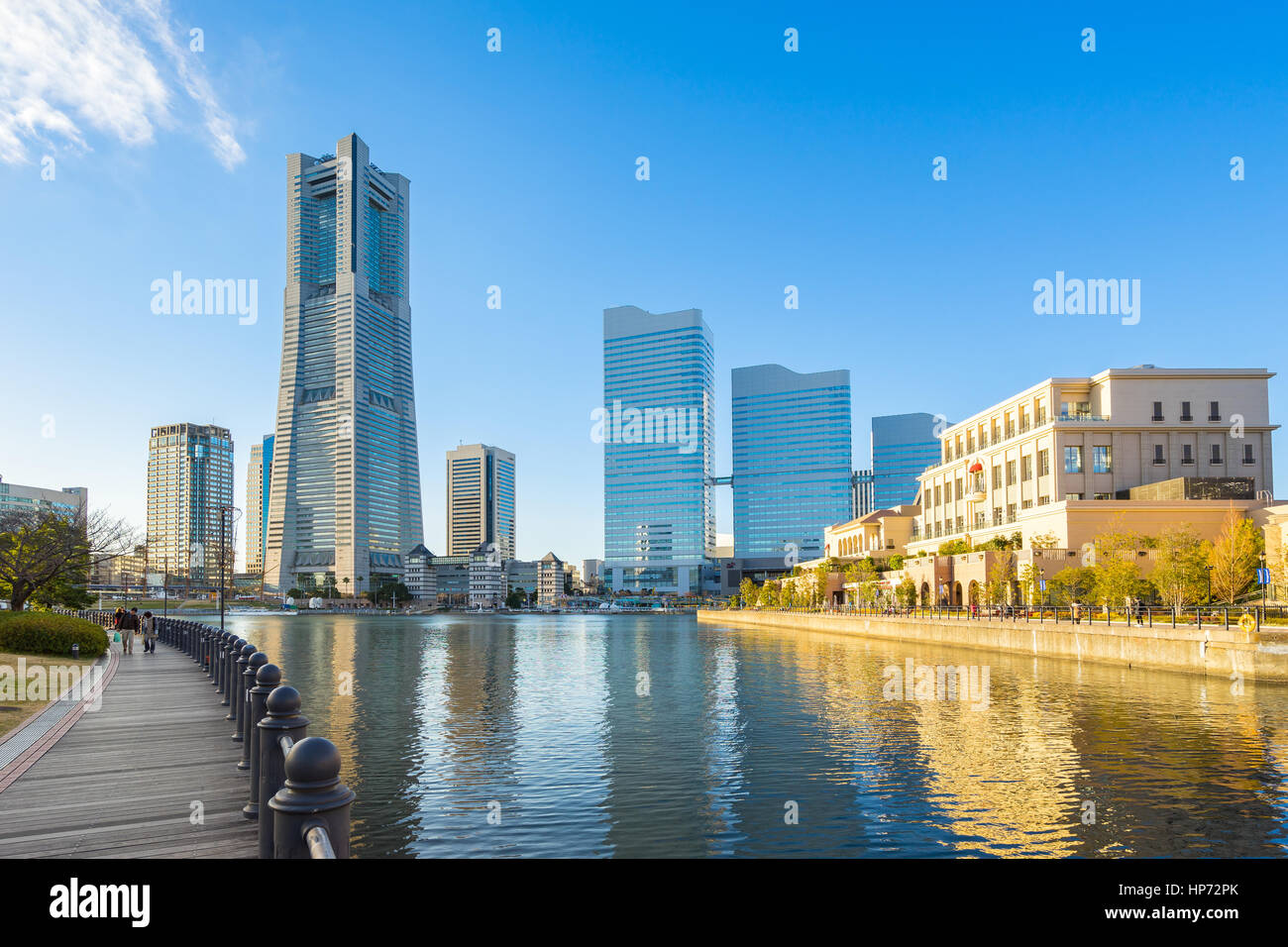 Yokohama skyline and Cityscape of Yokohama city at sunset, Japan Stock ...