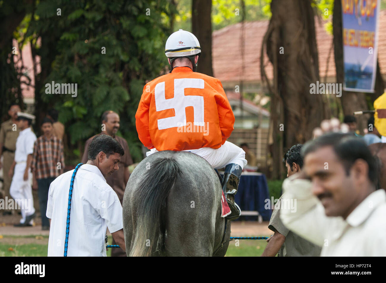Swastika,Hindu,religious,symbol,on,jockey,silks,at,Calcutta Turf Club ...