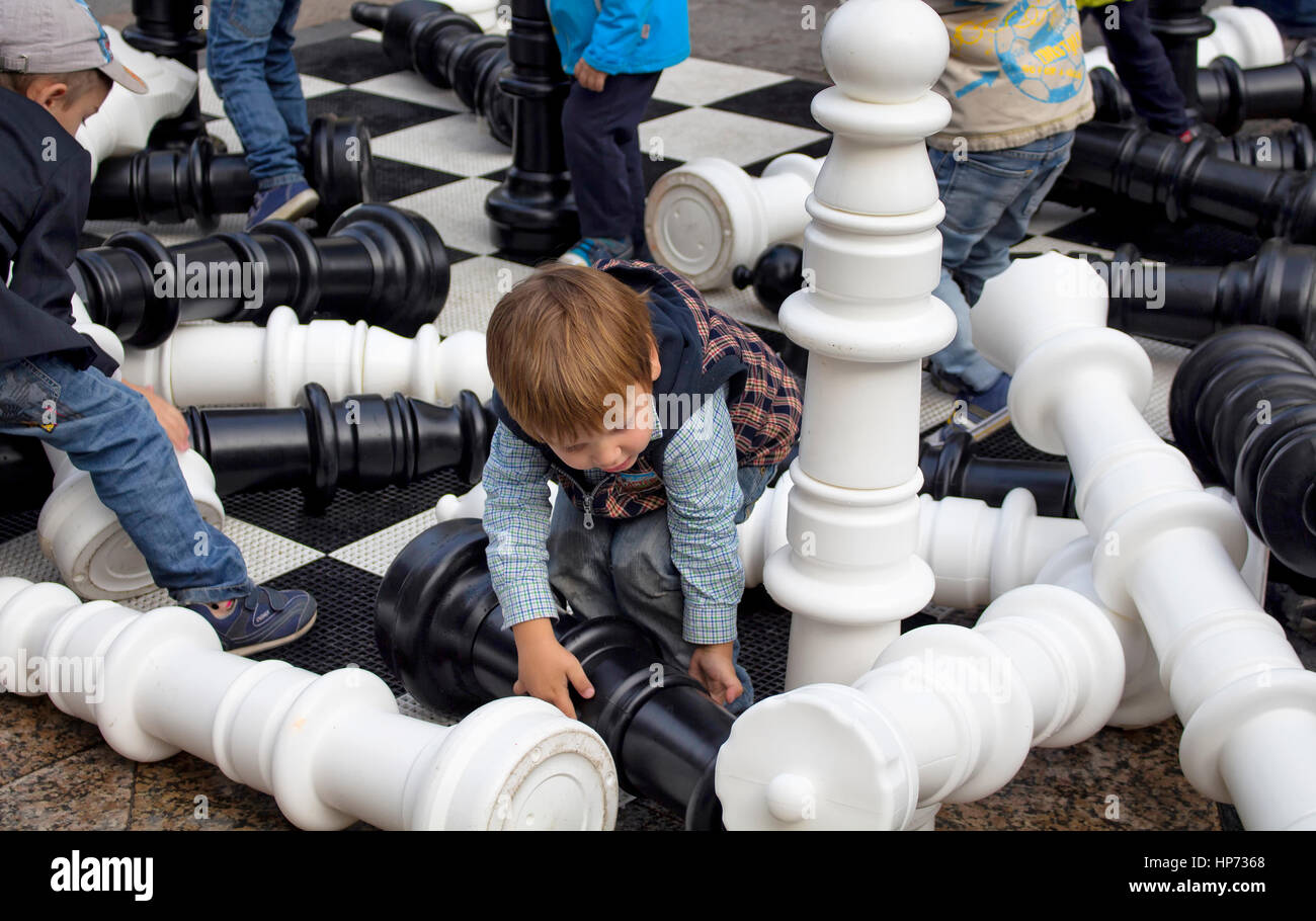Children play giant chess at Moscow City Day Celebrations and Festival ...