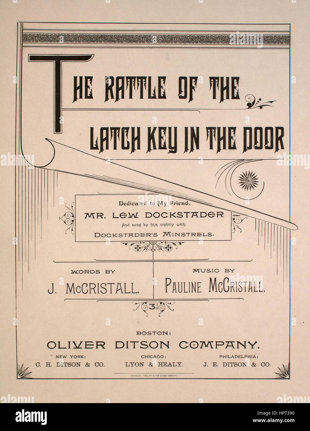 Sheet music cover image of the song 'The Rattle of the Latch Key in the ...