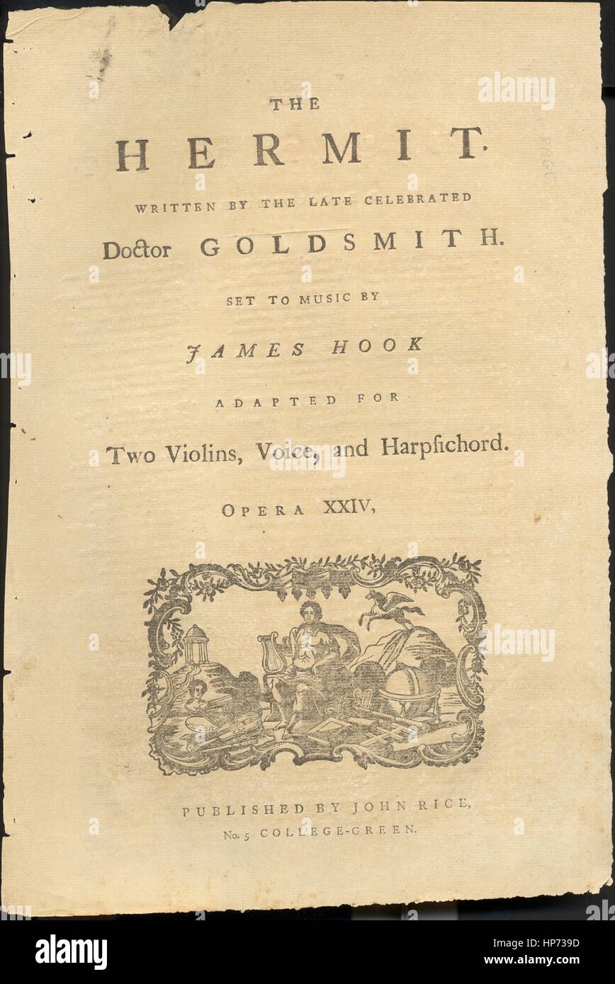 Sheet music cover image of the song 'The Hermit', with original ...