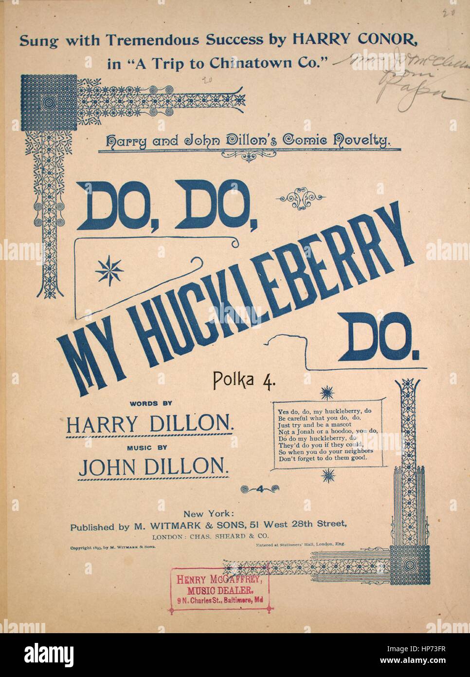 Sheet music cover image of the song 'Do, Do, My Huckleberry Do', with ...