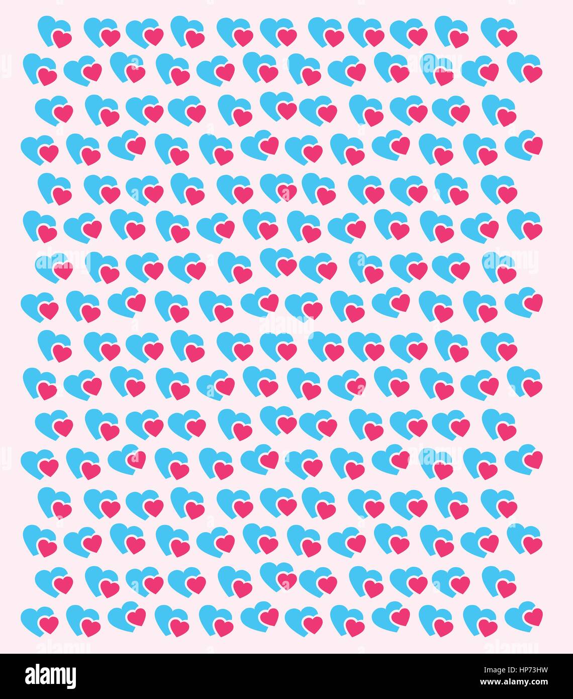 vector image of a repeat pattern of hearts together on pink background ...