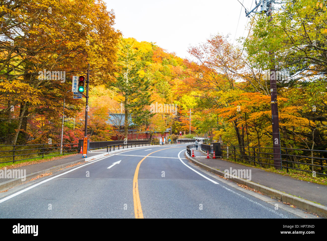 Road on Autumn in Nikko park, Japan Stock Photo - Alamy