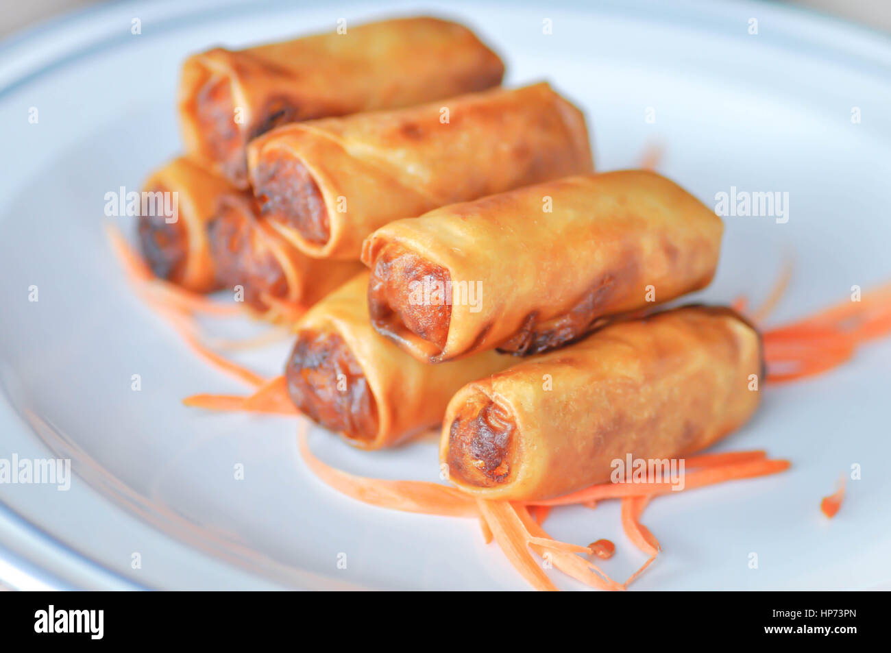 spring roll dish with vegetable , spring roll Stock Photo - Alamy