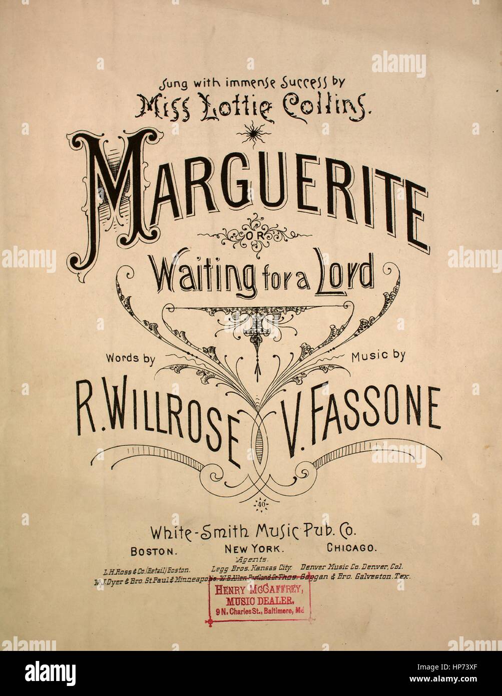 Sheet music cover image of the song 'Marguerite Waiting for a Lord ...
