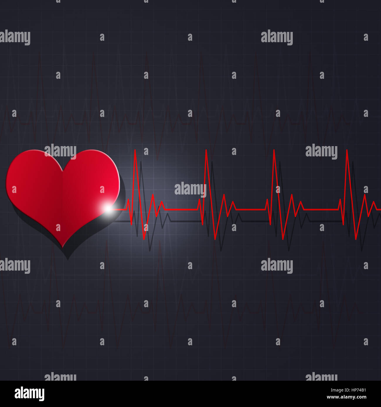 heart pulsating rhythm graph abstract red background Stock Photo - Alamy