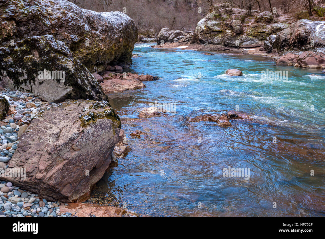 Landscape with mountain river and forest Stock Photo - Alamy