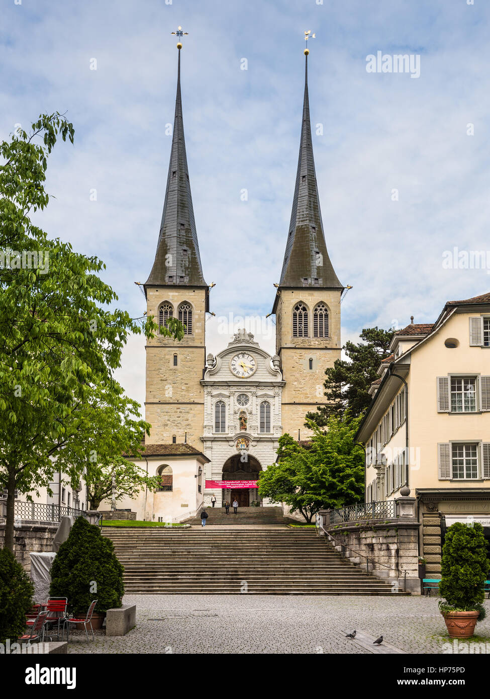 Lucerne, Switzerland - May 24, 2016: Church of St. Leodegar (also known ...