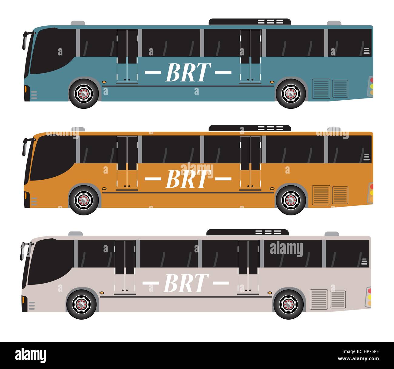 Set of Bus Rapid Transit or BRT Vector ioslated in with background ...