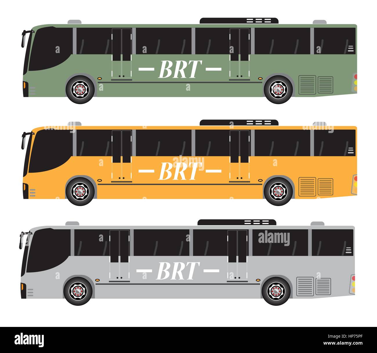 Set of Bus Rapid Transit or BRT Vector ioslated in with background ...