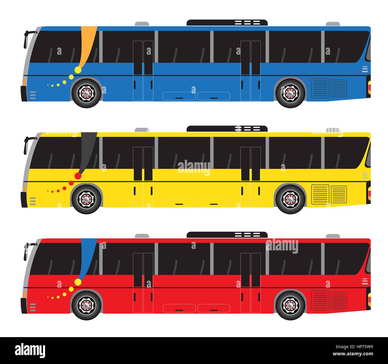 Set of City Bus vector isolated on white background Stock Vector Image ...