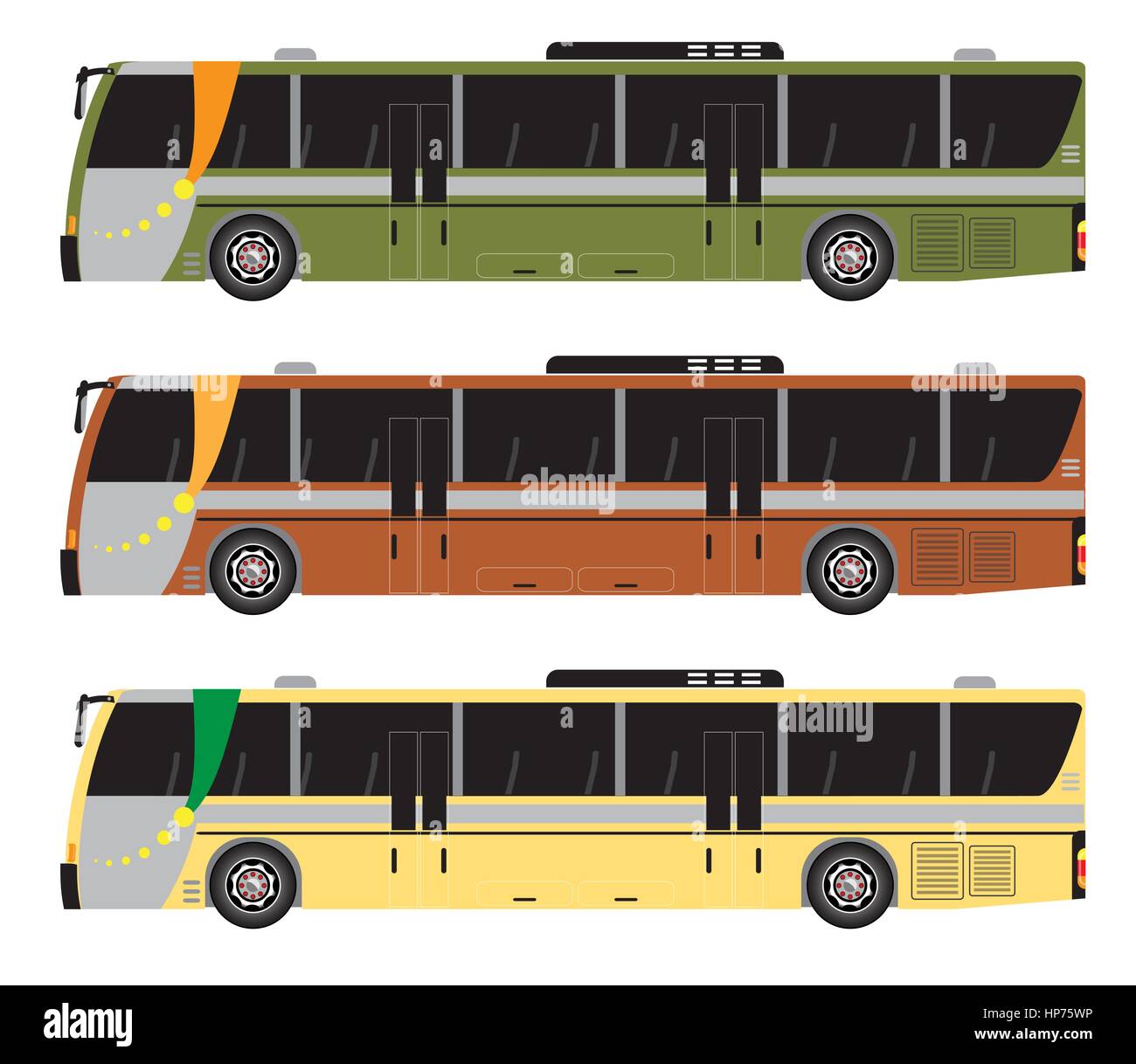 Set of City Bus vector isolated on white background Stock Vector Image ...