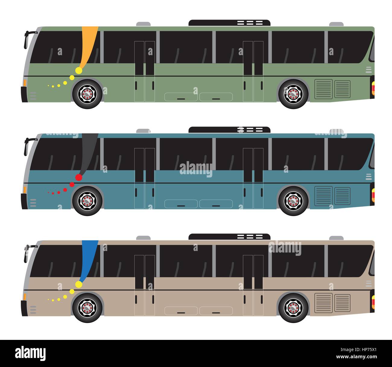 Set of City Bus vector isolated on white background Stock Vector Image ...