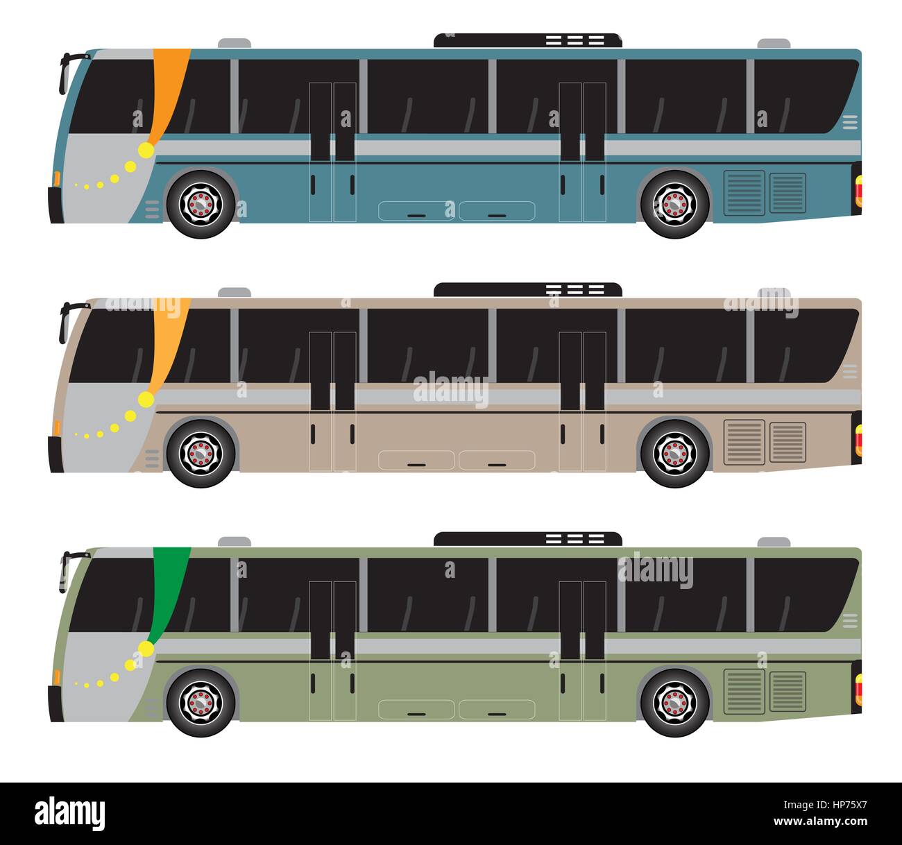 Set of City Bus vector isolated on white background Stock Vector Image ...