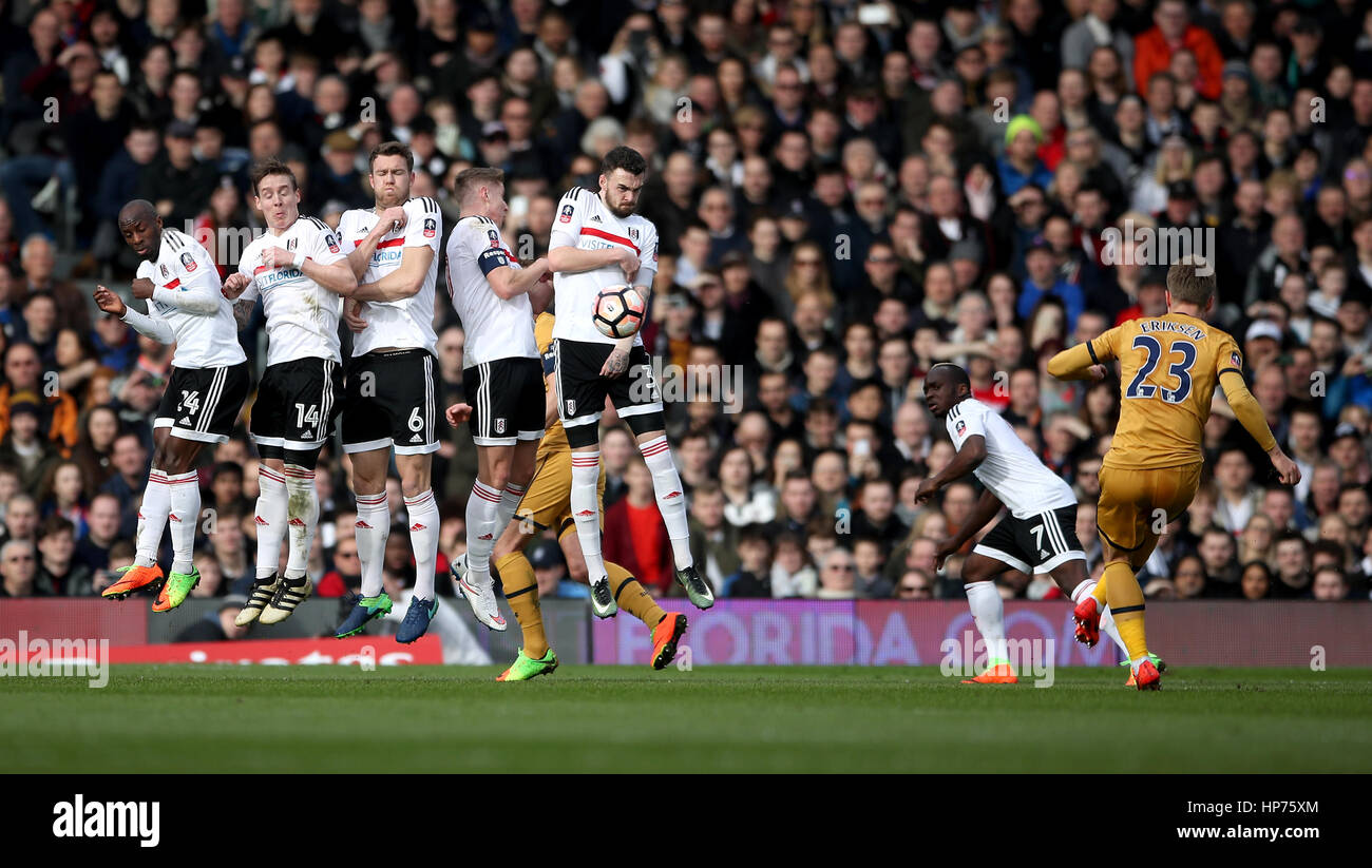 Tottenham Hotspur's Christian Eriksen (right) takes a free-kick during ...