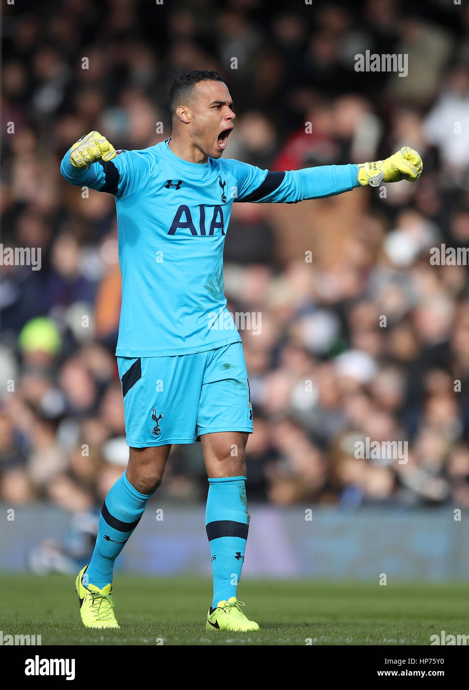 Tottenham Hotspur goalkeeper Michel Vorm celebrates after Harry Kane ...