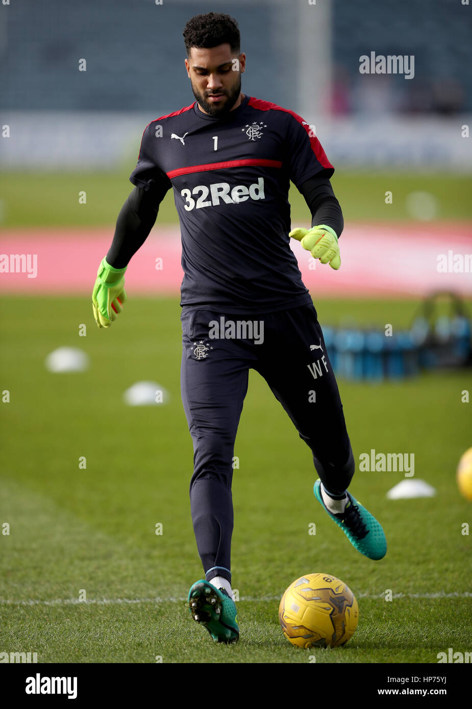 Rangers' keeper Wes Foderingham warms-up before the Ladbrokes Scottish ...