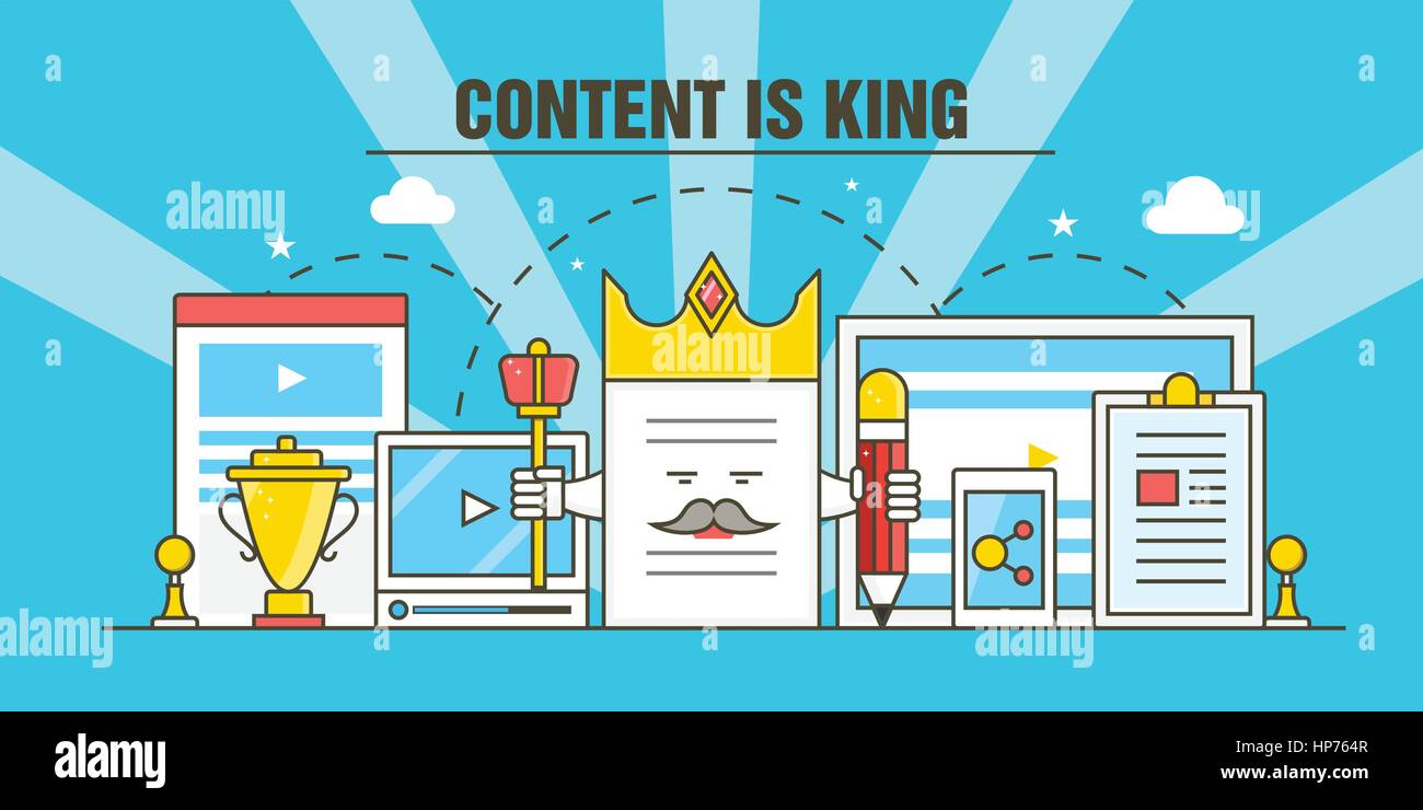 Content marketing concept, flat design vector illustration with icons ...