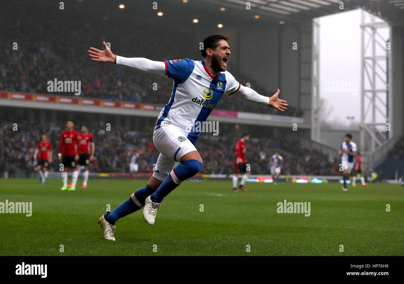 Blackburn Rovers' Danny Graham celebrates scoring his side's first goal ...