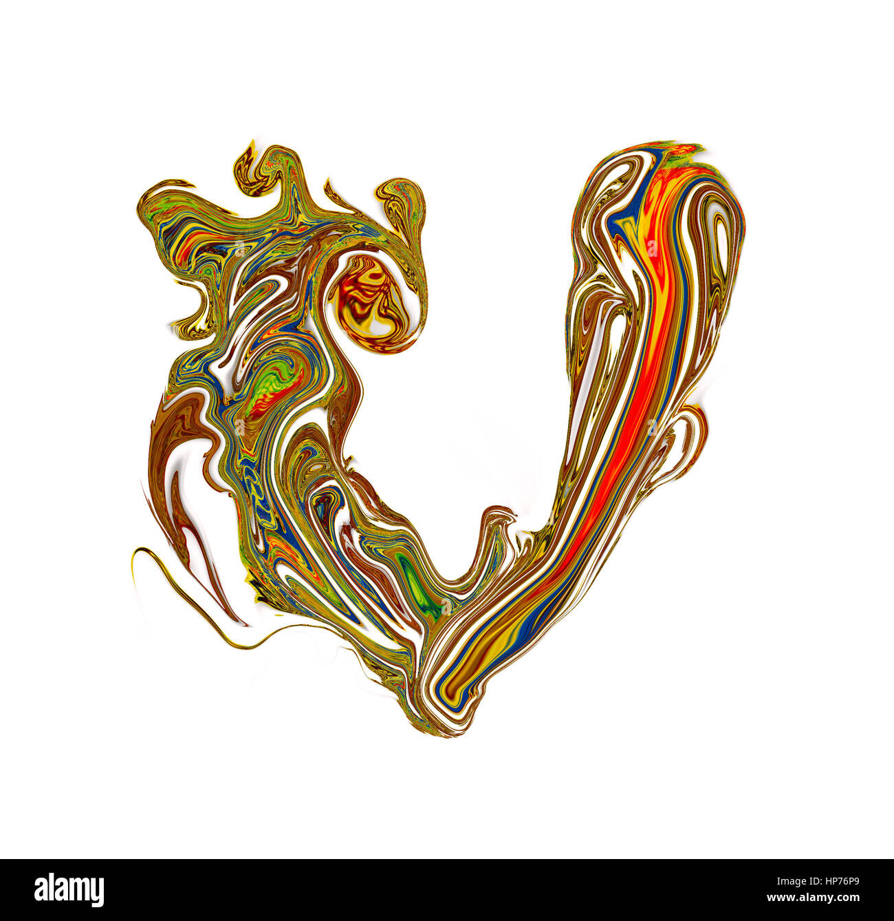 Luxuriously illustrated painted letter V Stock Photo - Alamy