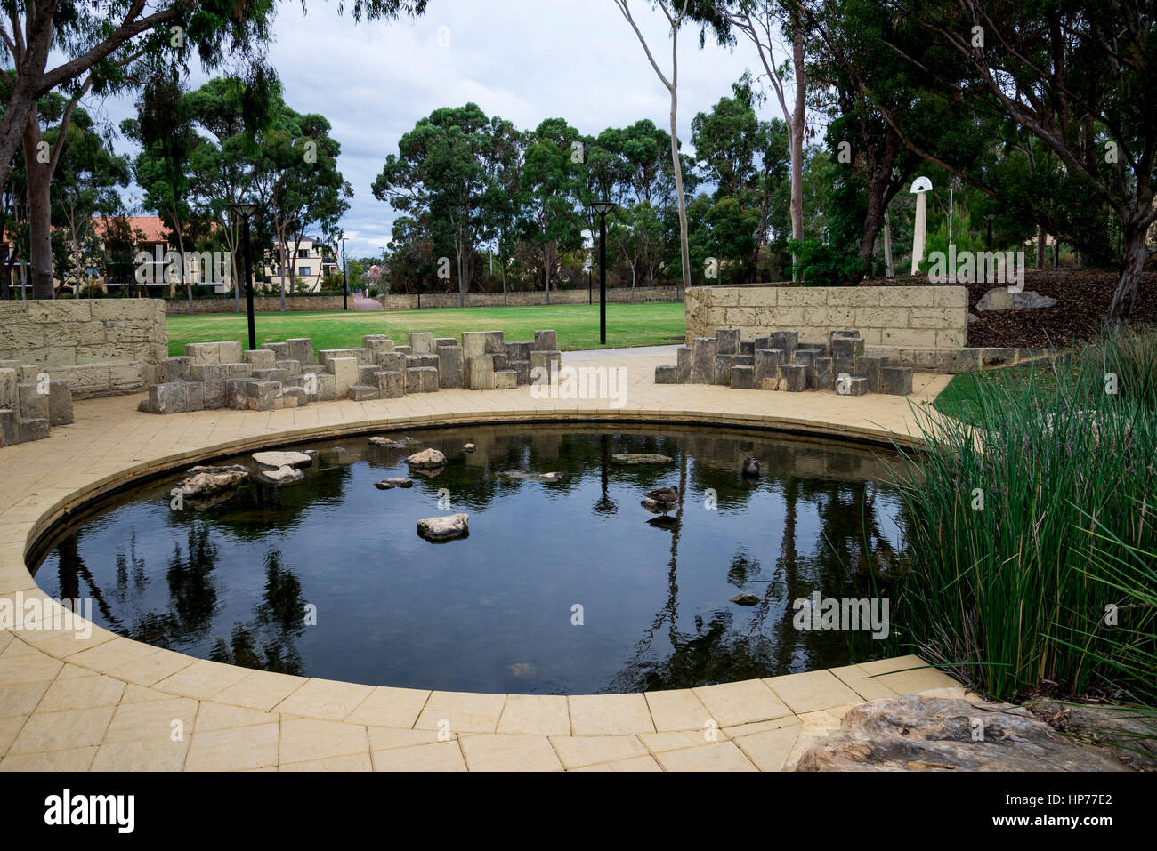 Scenic artificial lake in Joondalup Central Park, Perth, Western ...
