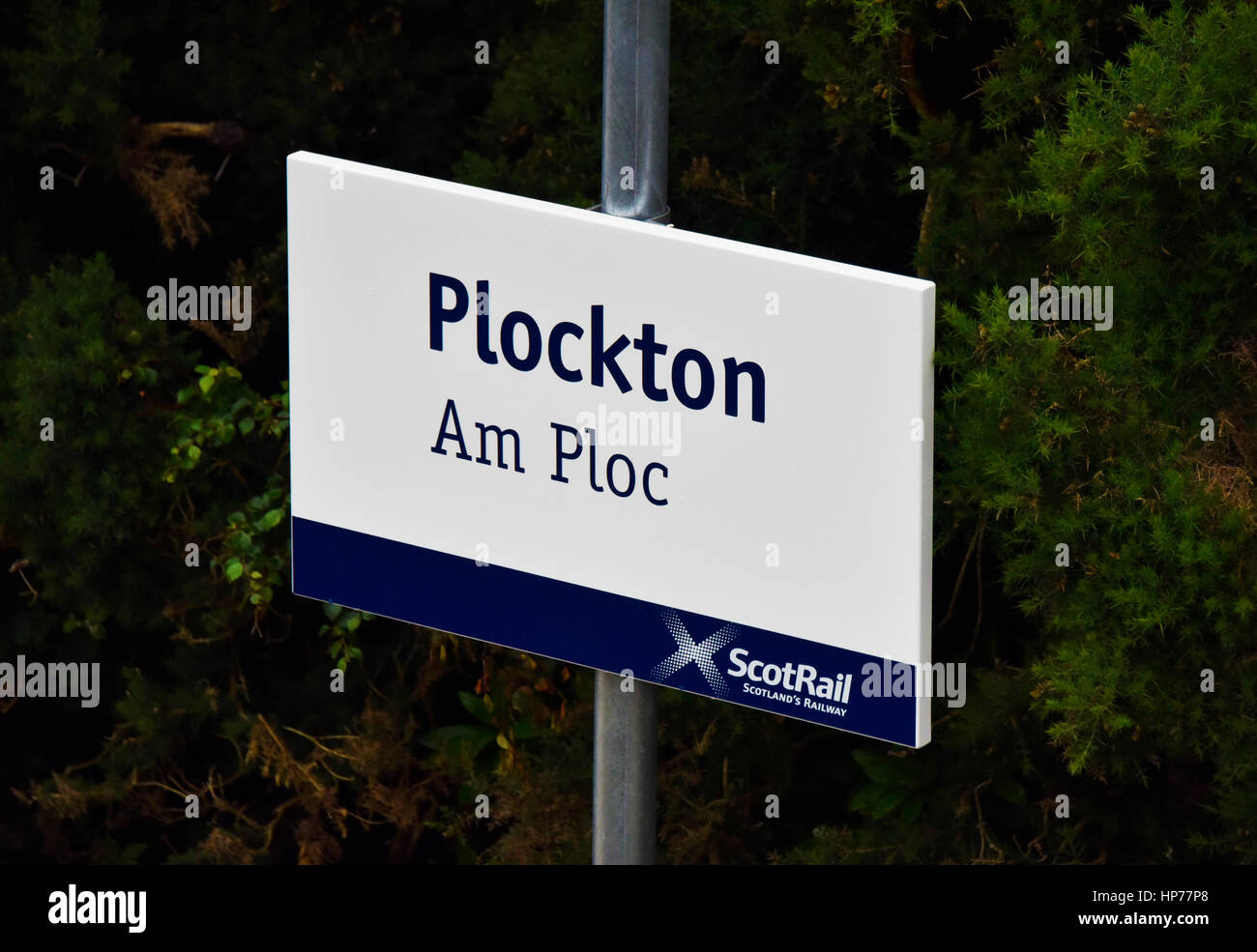 Plockton, Am Ploc, ScotRail station sign. Plockton, Ross and Cromarty ...