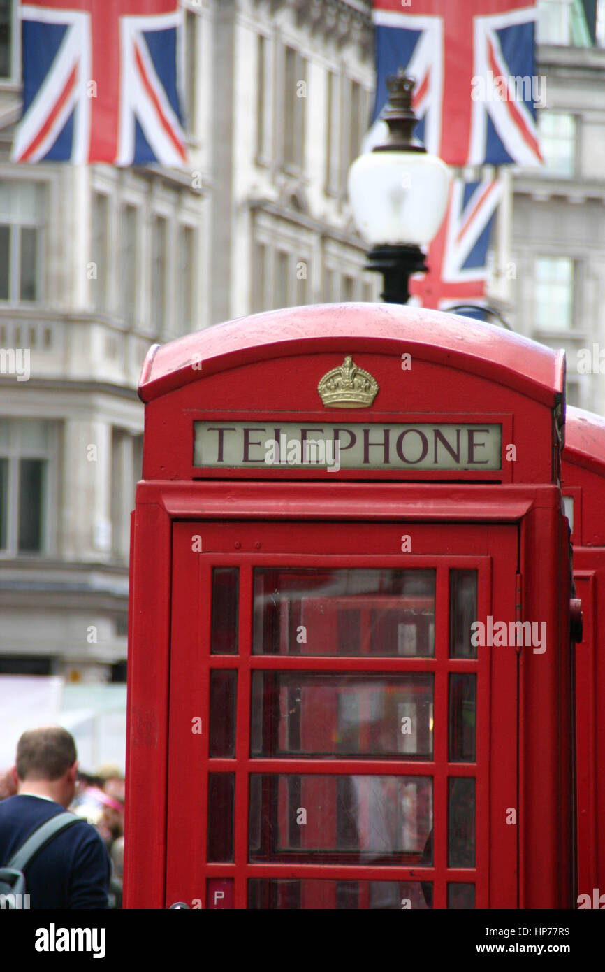 Iconic British red telephone box in central London Stock Photo - Alamy