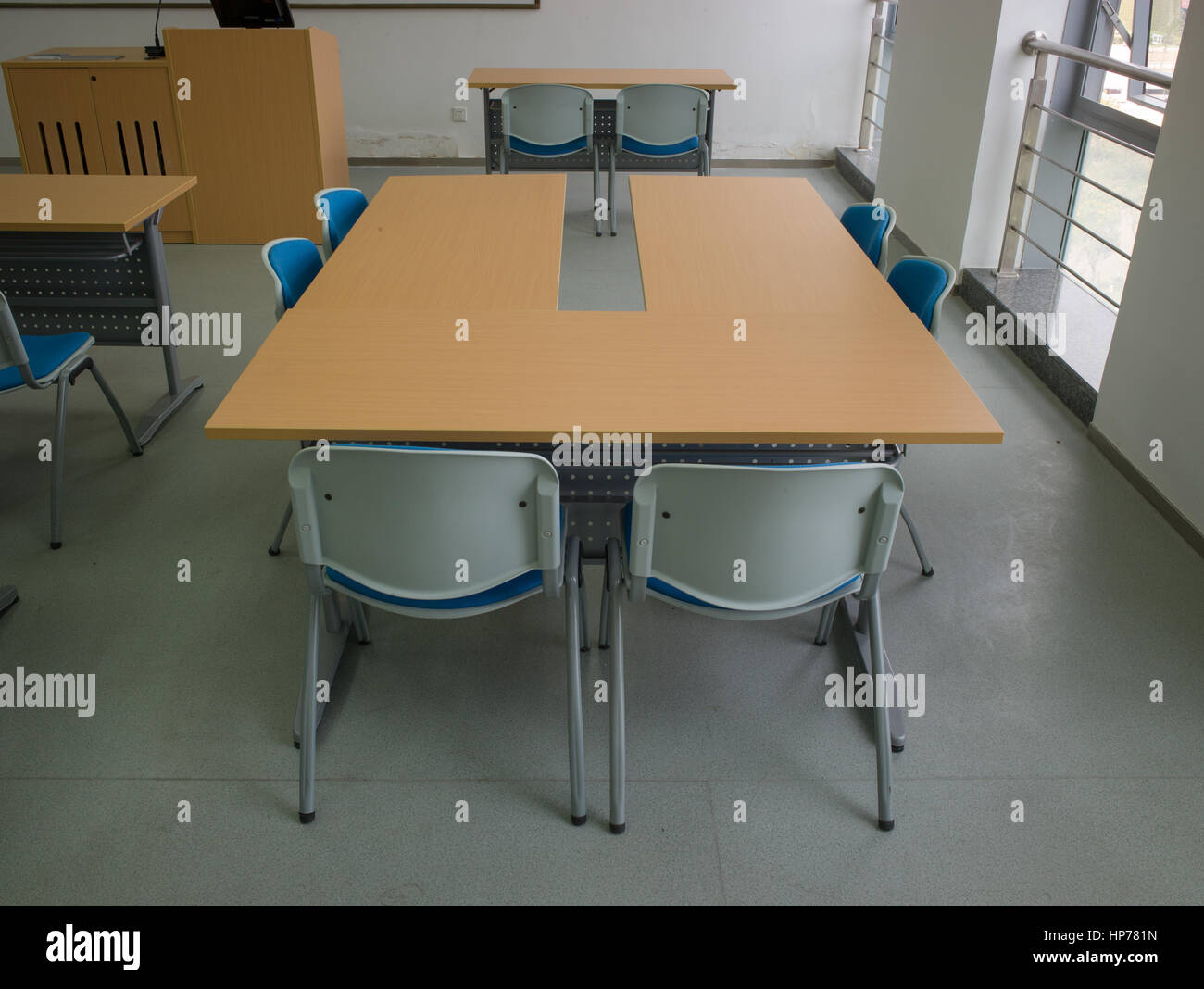 Tables and chairs in university classroom, Suzhou Industrial Park ...